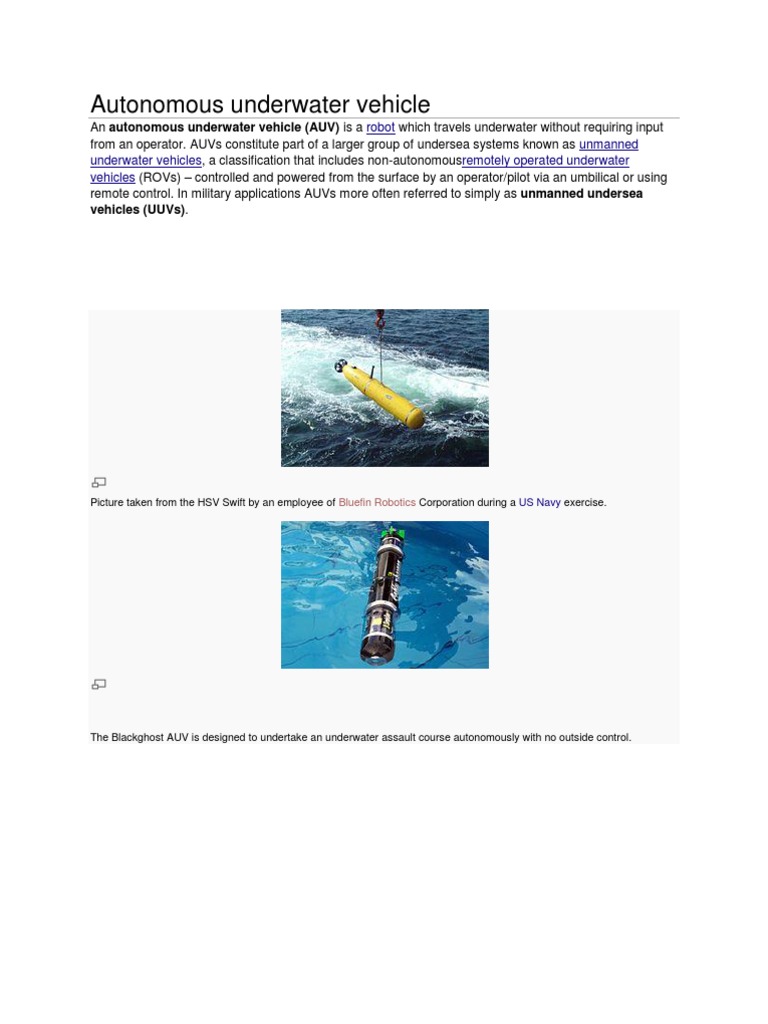 Autonomous Underwater Vehicles Overview | PDF | Vehicles | Science