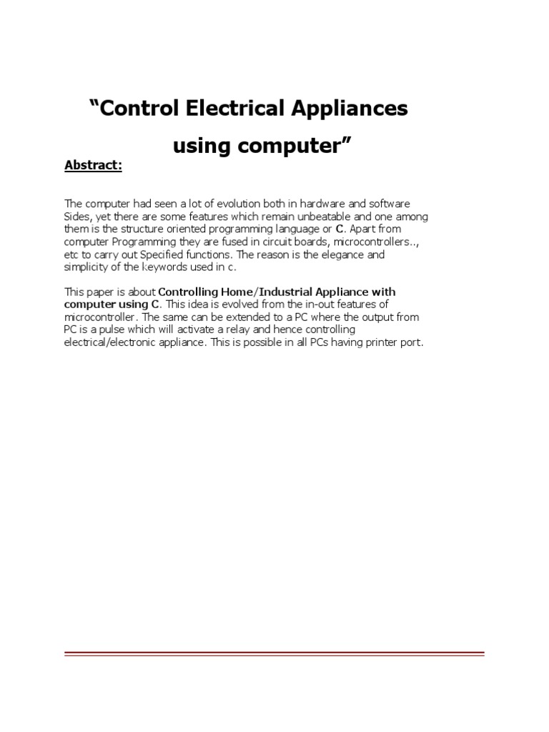 Control Electrical Appliances Using PC Project Report | PDF | Bipolar ...