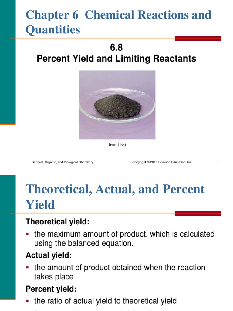 6.8 Percent Yield and Limiting Reactants | PDF | Mole (Unit) | Organic ...