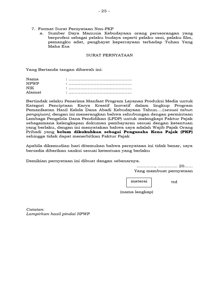 Penciptaan Karya Kreatif Format Pernyataan Non Pkp | PDF
