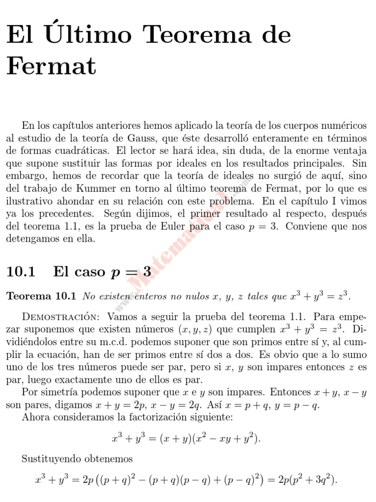 El Ultimo Teorema de FERMAT | PDF | Número primo | Entero