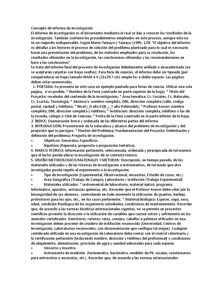 Concepto de Informe de Investigación | PDF | Método científico ...