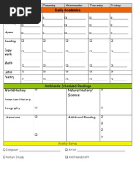 Ambleside Online Year 1 Weekly Schedule BLANK | PDF | Charlotte Mason ...