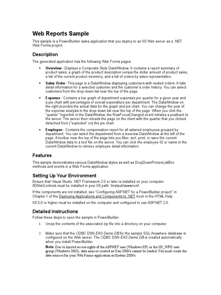 Web Reports Sample ReadMe | PDF | World Wide Web | Internet & Web