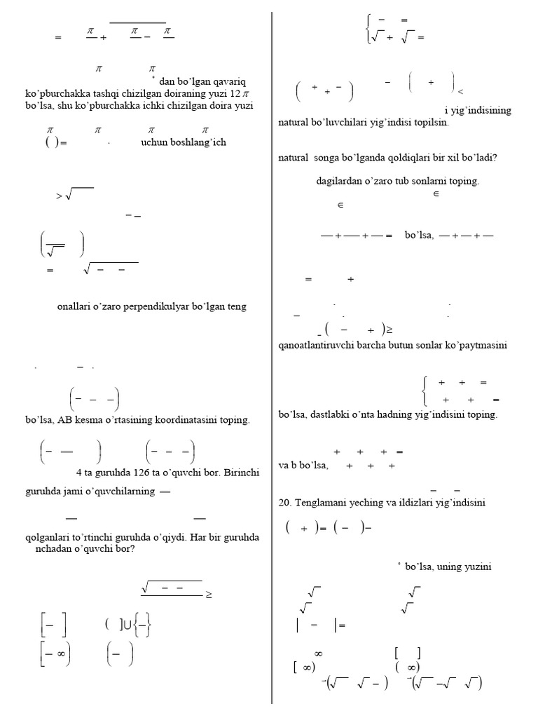 2015 Variant Matematika 1 Qism | PDF | Microsoft | Software
