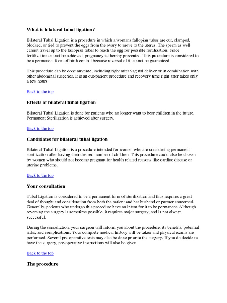 What Is Bilateral Tubal Ligation | PDF | Caesarean Section | Childbirth