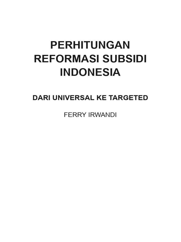 Perhitungan Reformasi Subsidi Indonesia | PDF
