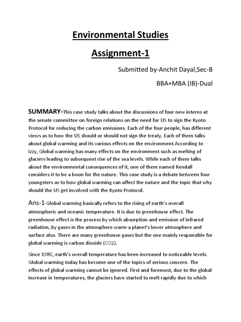 Environmental Studies Assignment-1: Submitted By-Anchit Dayal, Sec-B ...