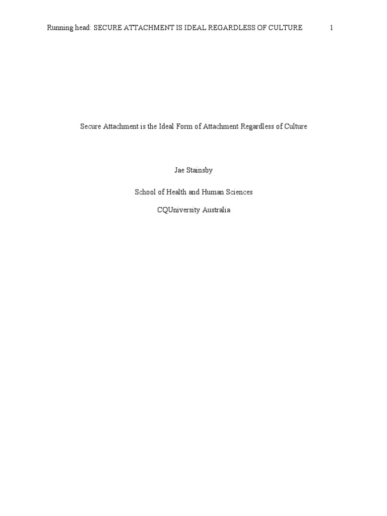 Assignment 1 | PDF | Attachment Theory | Human Development