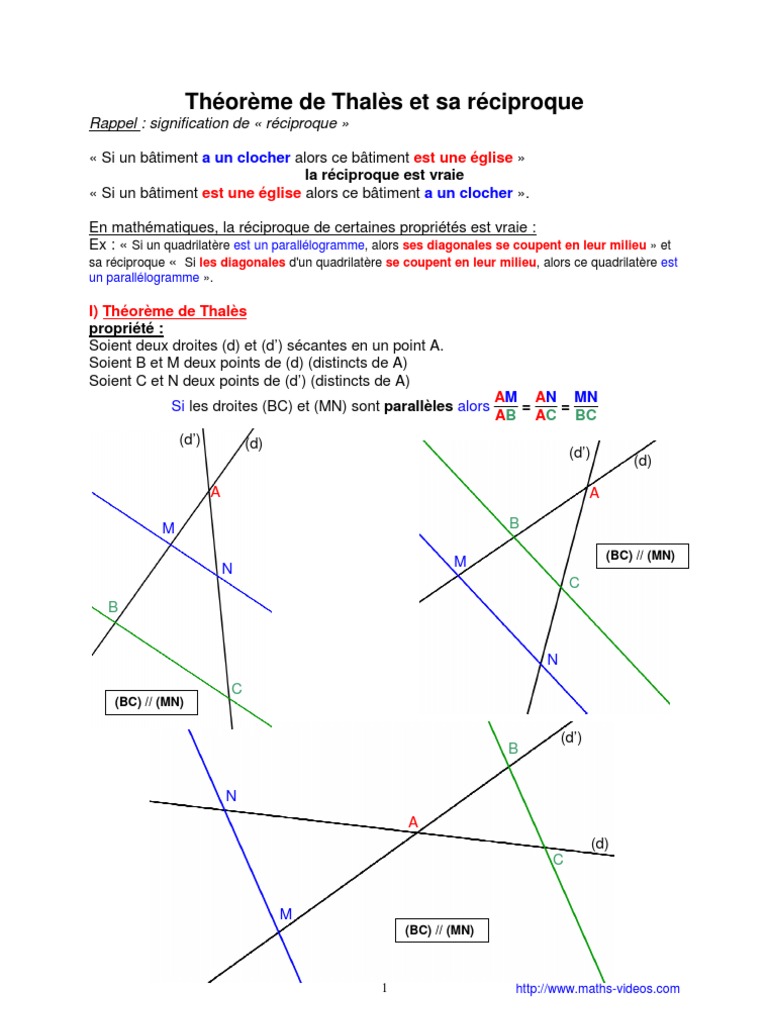 théorème de Thalès | Triangle | Géométrie euclidienne