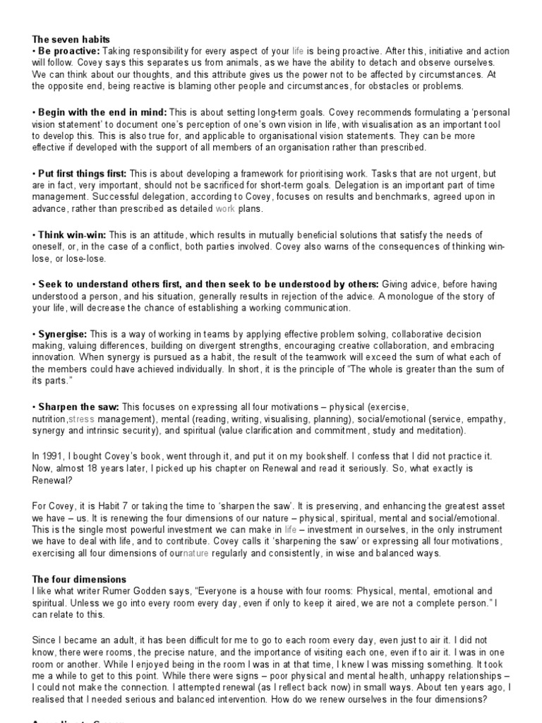 The Four Dimensions of Your Life | PDF | Flexibility (Anatomy ...