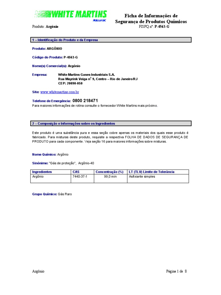 Fispq Do Argonio | PDF | Argônio | Oxigênio