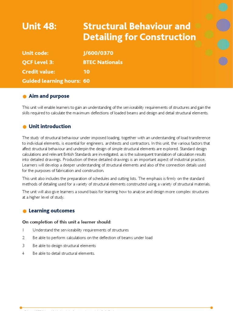 Unit 48 Structural Behaviour and Detailing For Construction | PDF ...