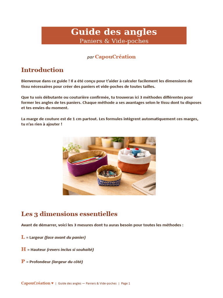 Guide Des Angles — Paniers & Vide-poches FINAL | PDF | Couture