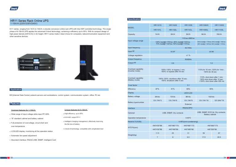3-HR11 Series Rack Online UPS 1-10kVA (220V230V240V) | PDF | Mains ...
