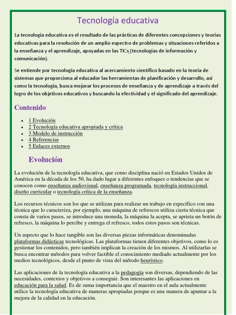 Tecnología educativa | PDF | Tecnologia Educacional | Aparición
