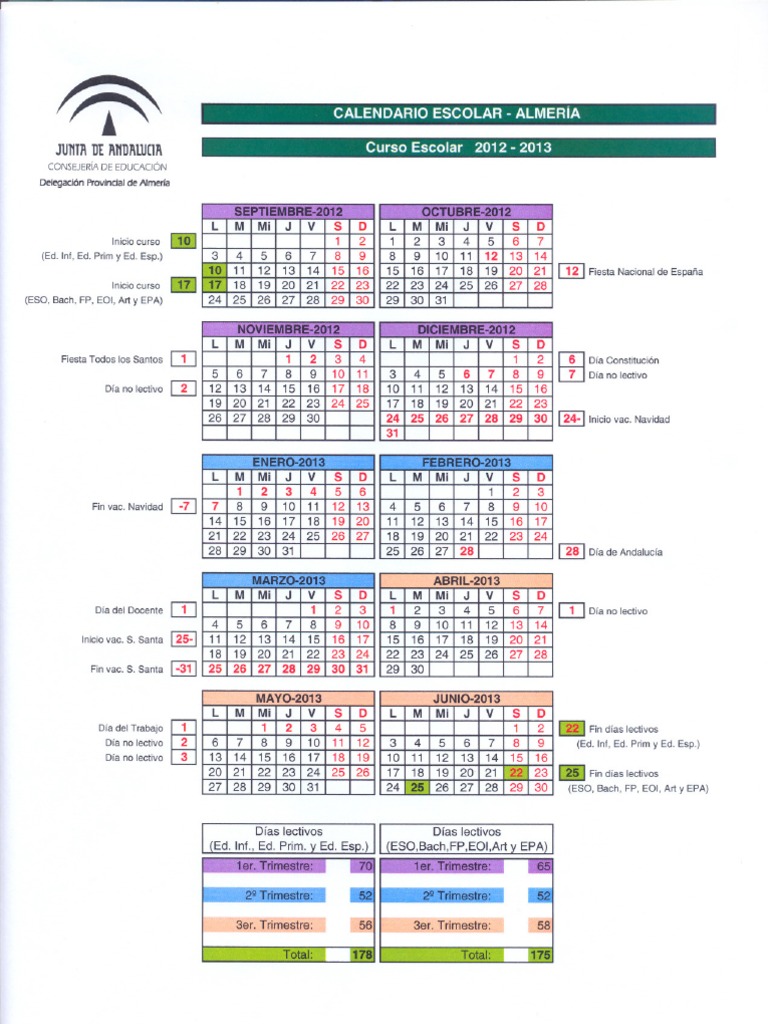 Calendario Escolar 2012/13 | PDF