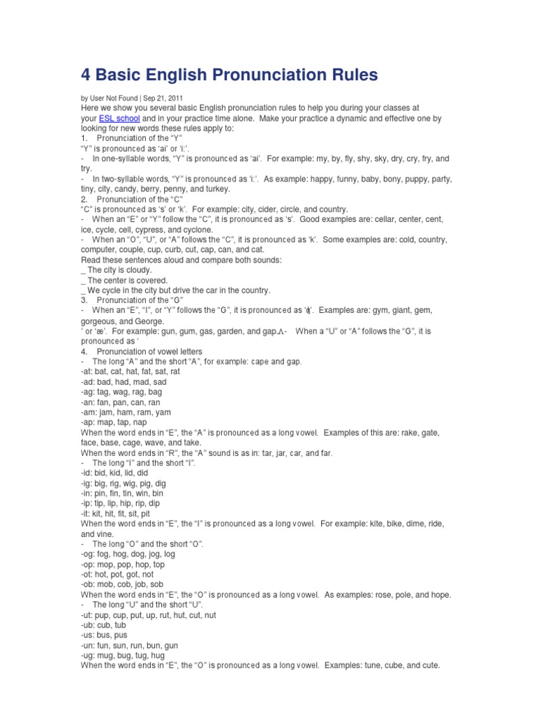 4 Basic English Pronunciation Rules Consonant Vowel
