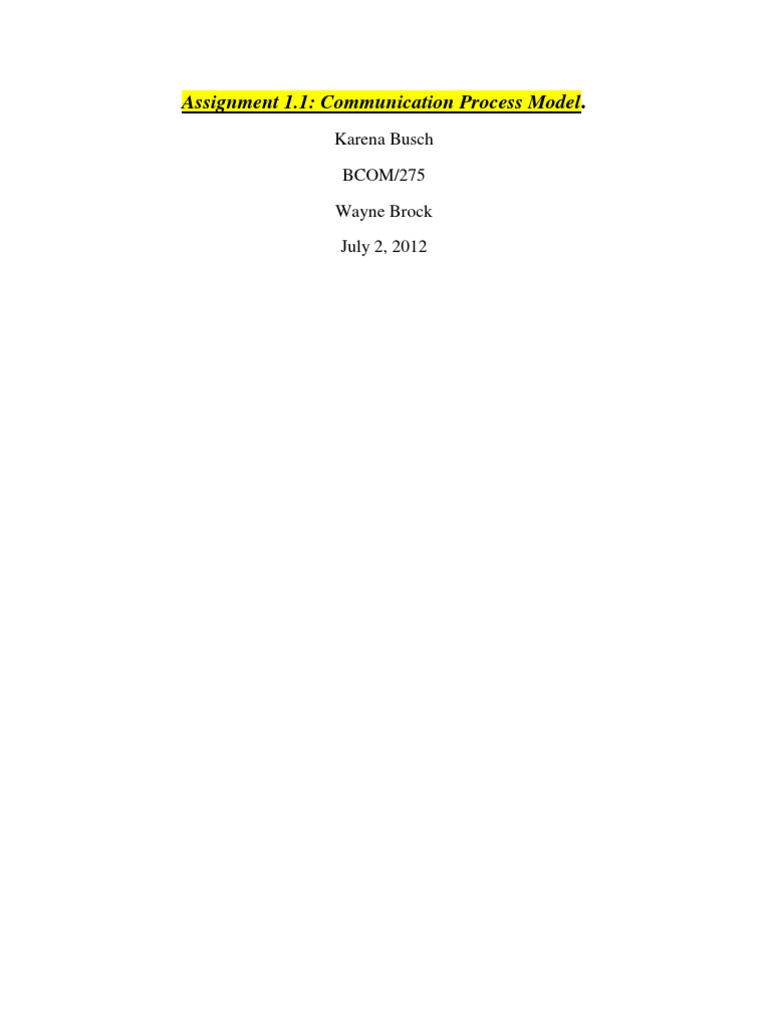 Assignment 1.1 Communication Process Model | PDF | Communication ...