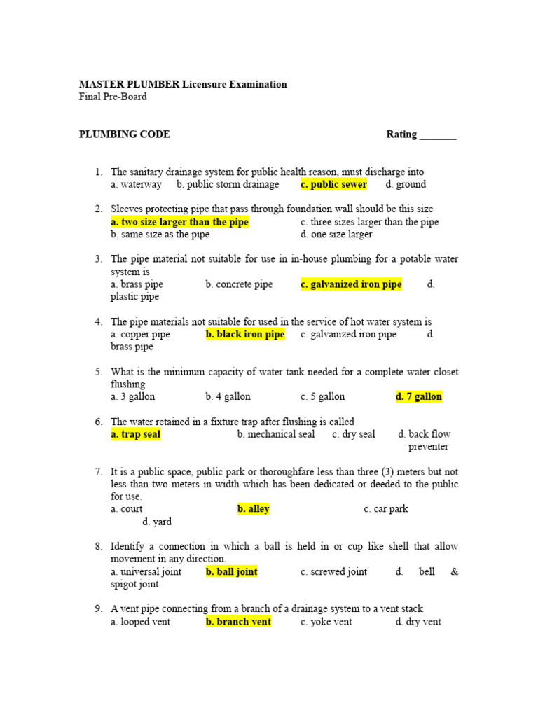 348097968 Final Pre Board Plumbing Code | PDF | Plumbing | Storm Drain