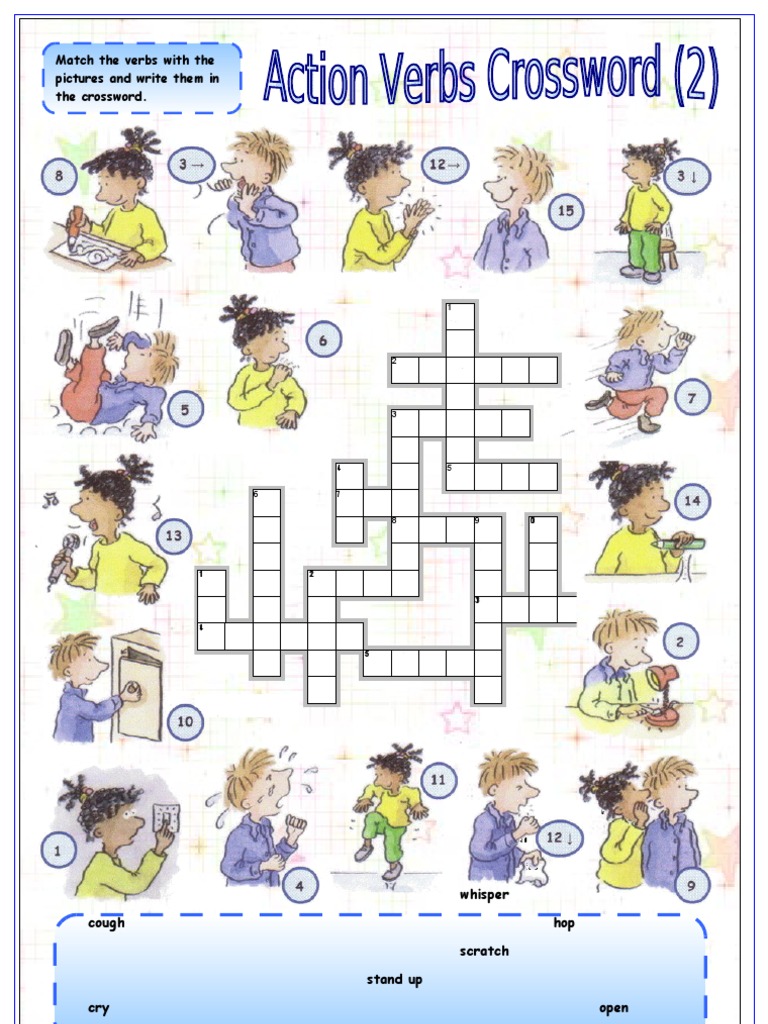 Action Verbs Crossword | PDF | Teaching Methods & Materials