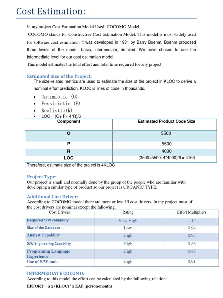 Cost Estimation Using Cocomo | PDF | Production And Manufacturing ... Cost Estimation Using Cocomo | PDF | Production And Manufacturing ...