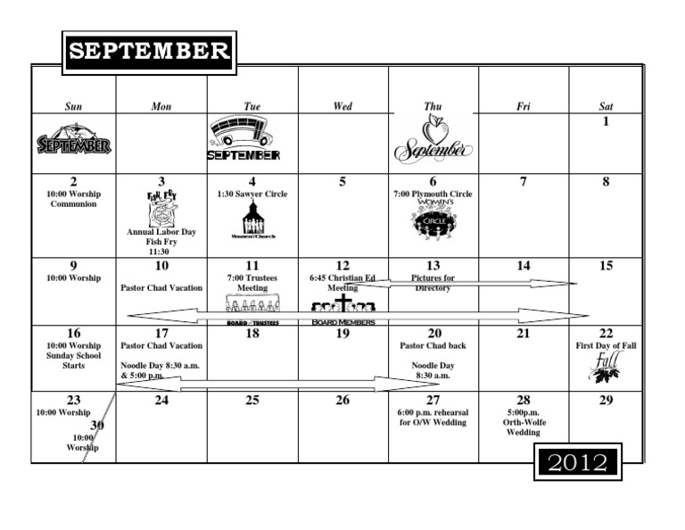 September 2012 Church Calendar | PDF