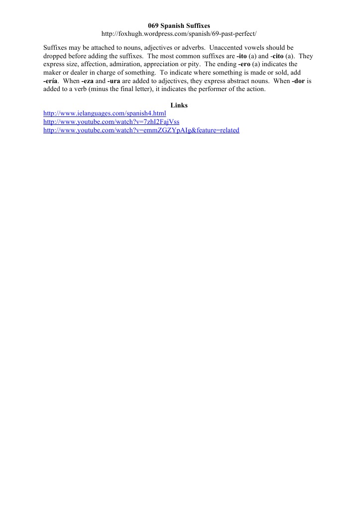 69 Spanish Suffixes | PDF