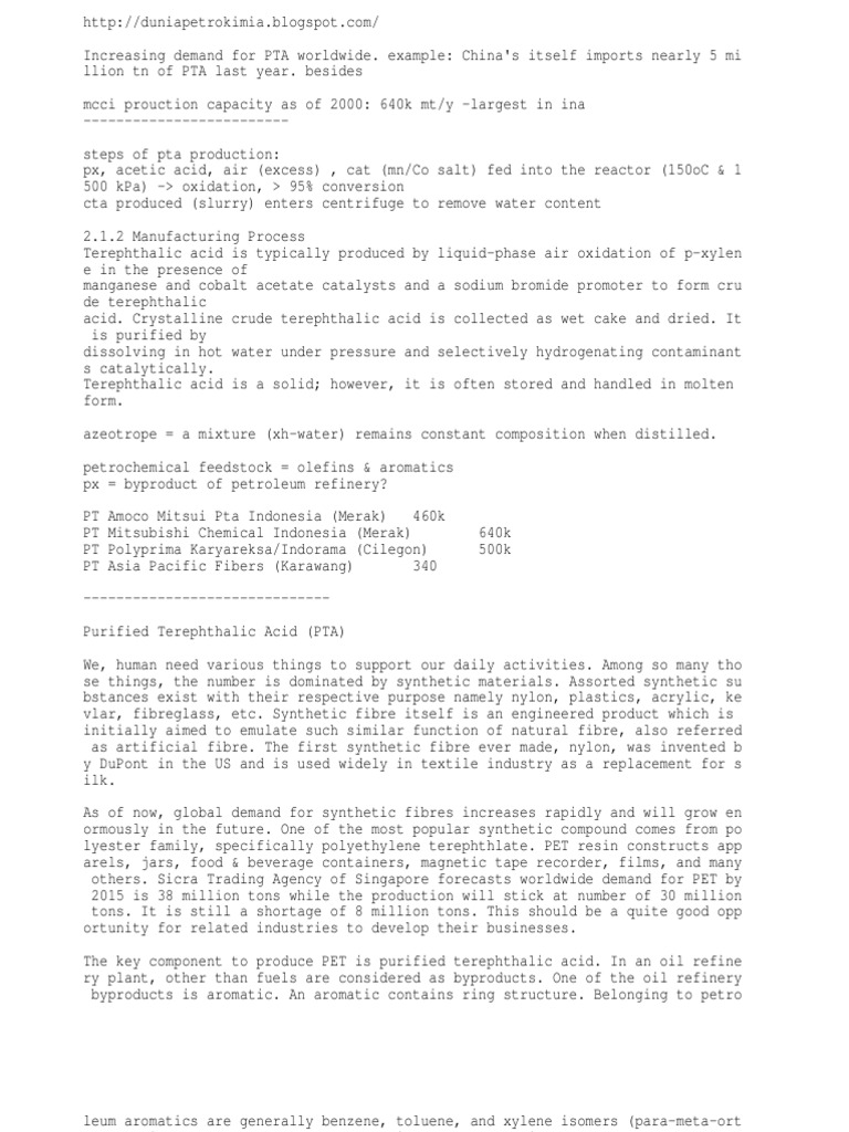 The Pta | PDF | Chemical Process Engineering | Physical Chemistry