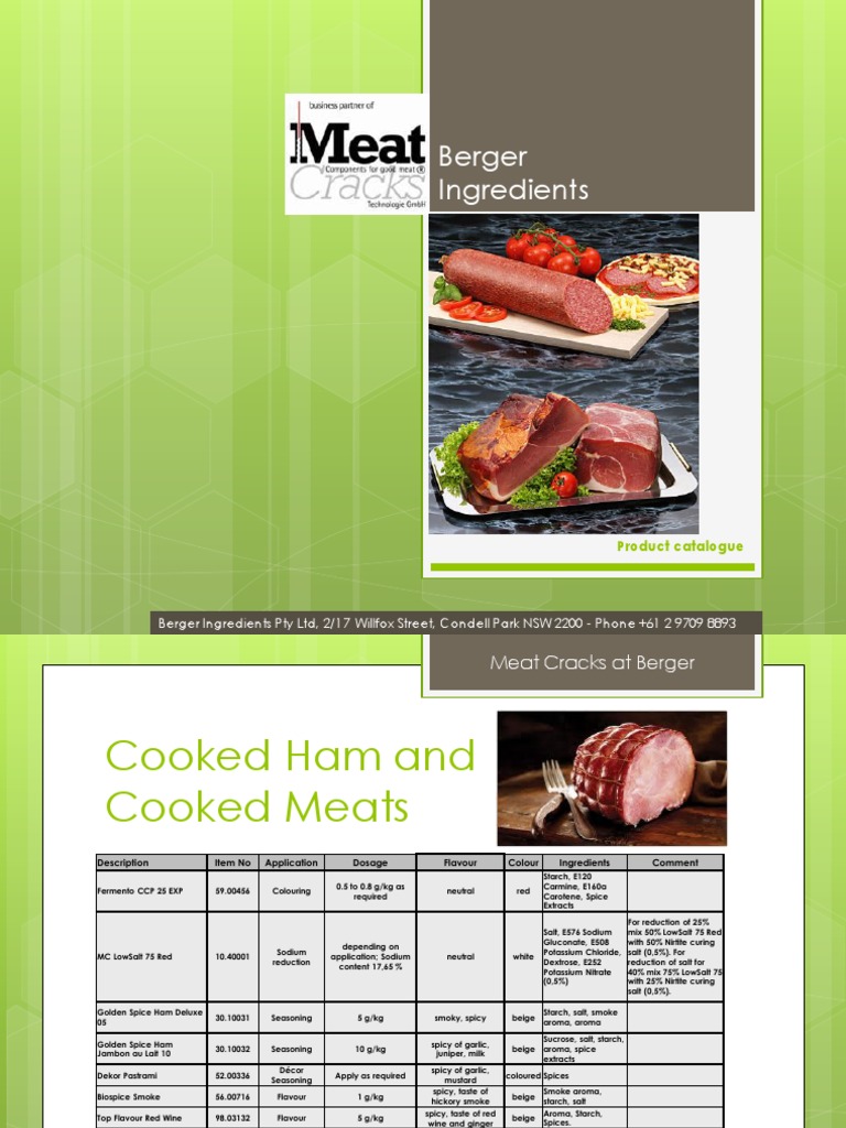 Meat Cracks at Berger Product Range | PDF | Sausage | Curing (Food ...