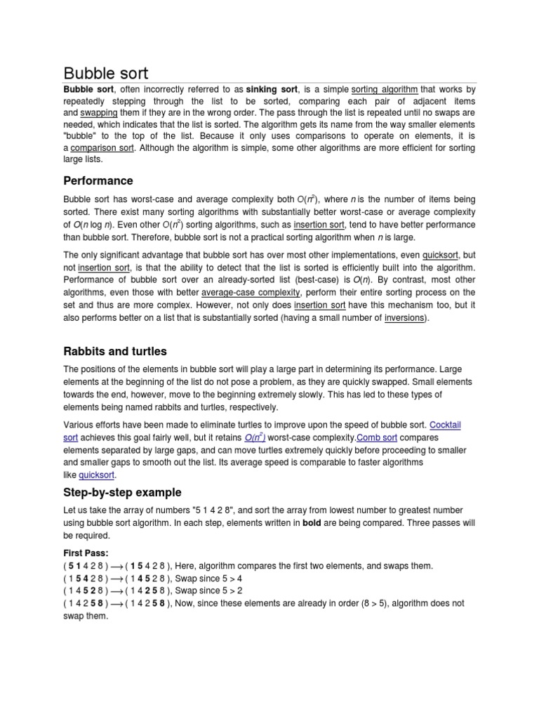 Bubble Sort | PDF | Discrete Mathematics | Mathematical Concepts