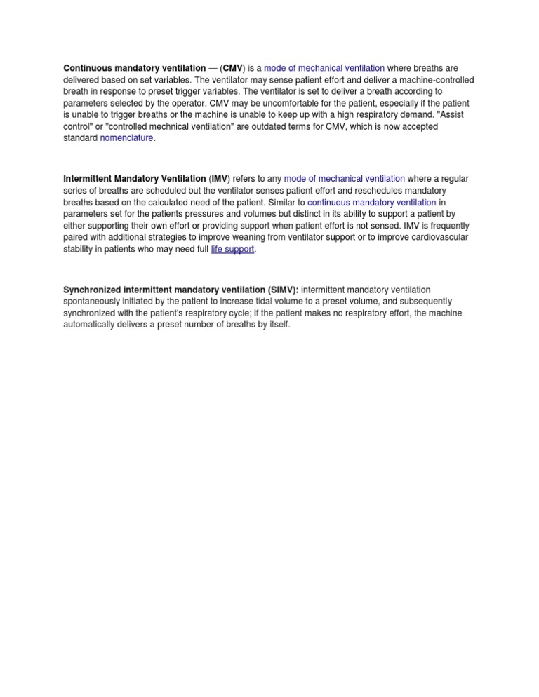 Understanding Continuous Mandatory Ventilation | PDF | Wellness