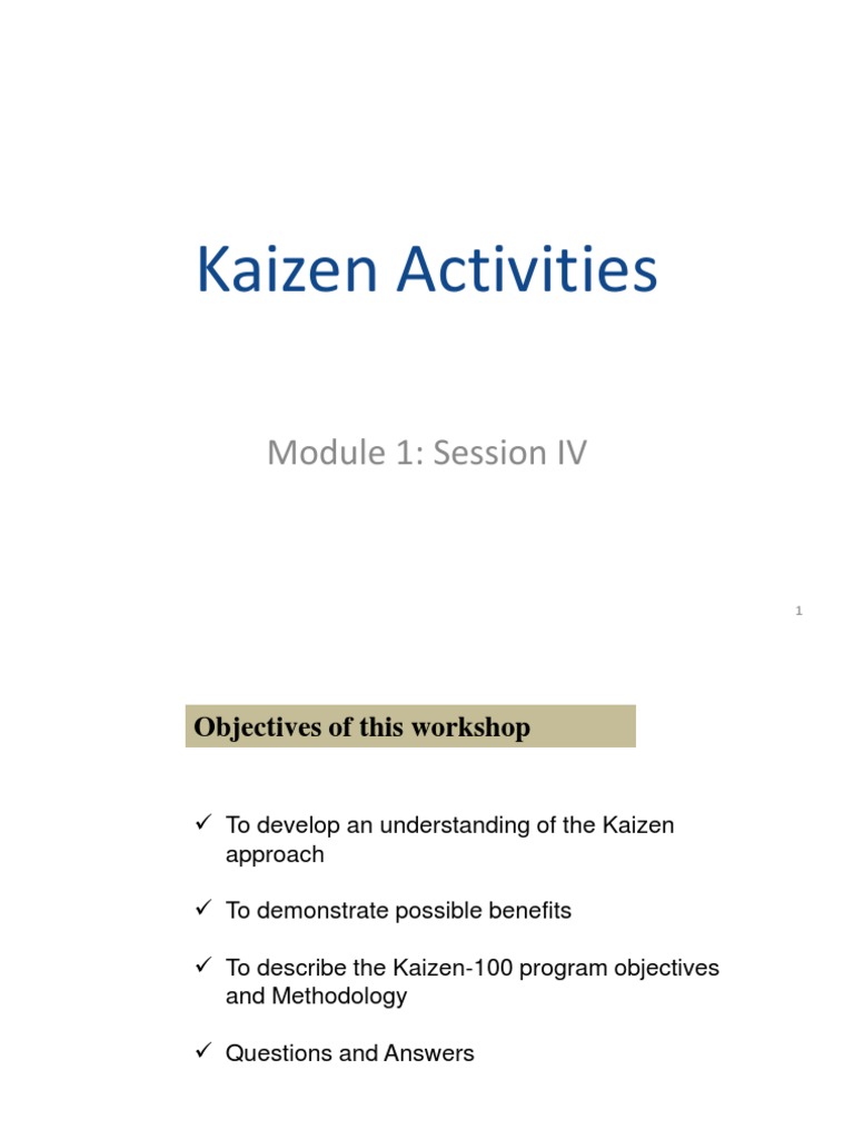 Kaizen Activities: Module 1: Session IV | PDF | Production And ...