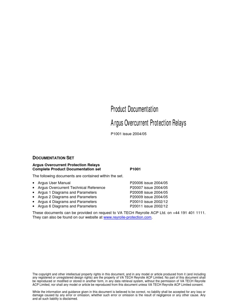 P1001 Argus Overcurrent Document Set | PDF | Computing | Computing And Information Technology