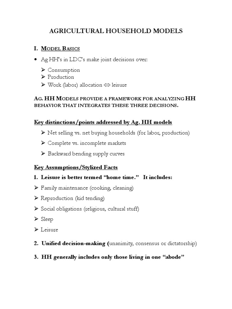 Agricultural Household Models: Odel Asics | PDF | Labour Economics | Demand