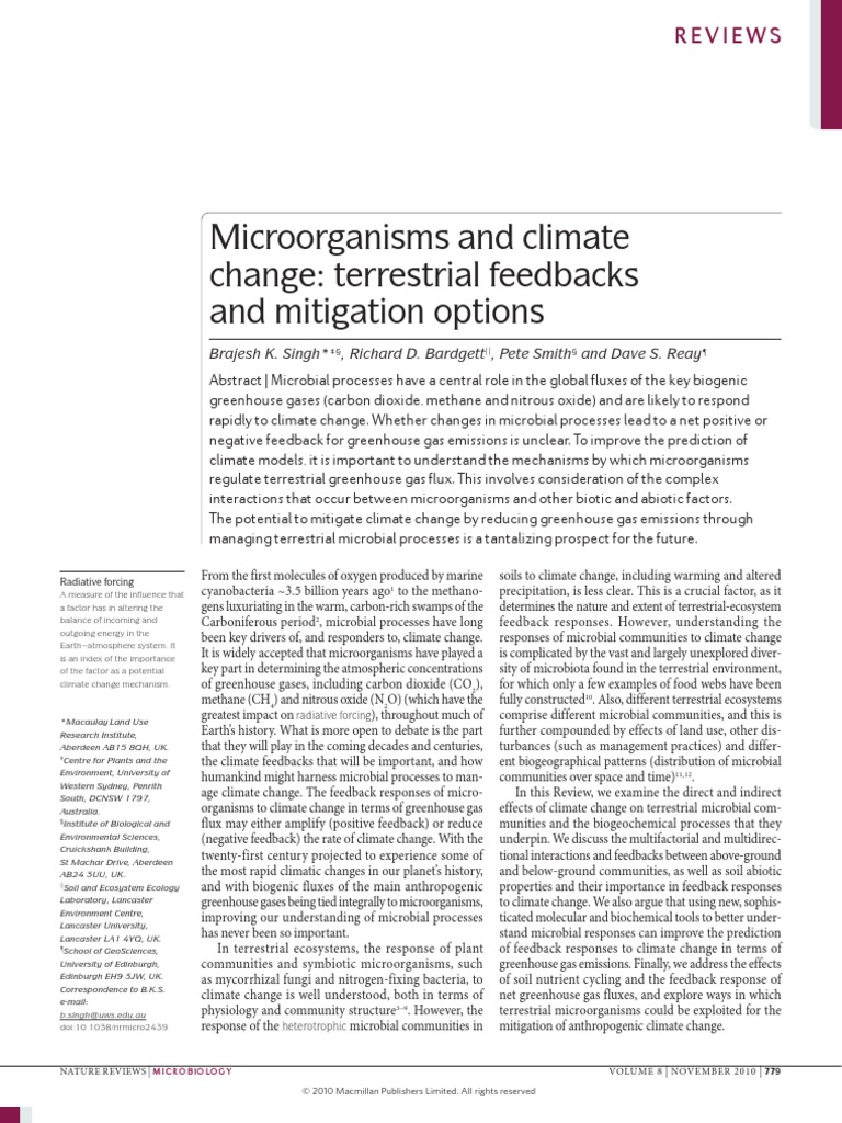 Microorganisms and Climate Change: Terrestrial Feedbacks and Mitigation ...