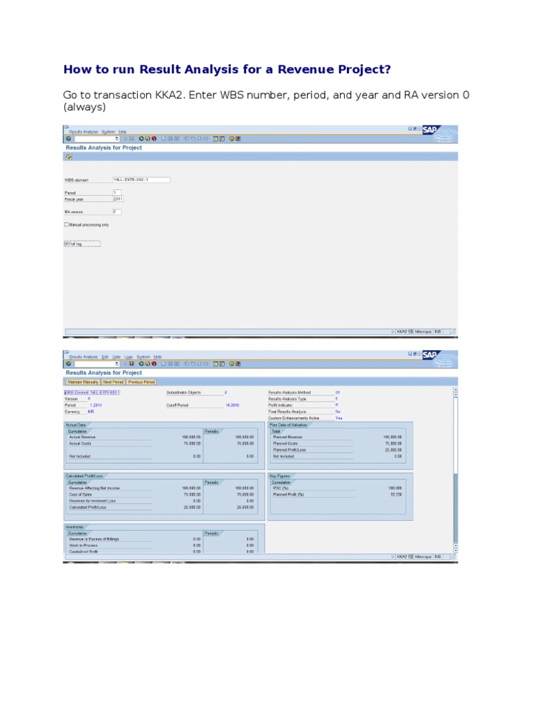 Running SAP Result Analysis for Projects | PDF | Revenue | Valuation ...