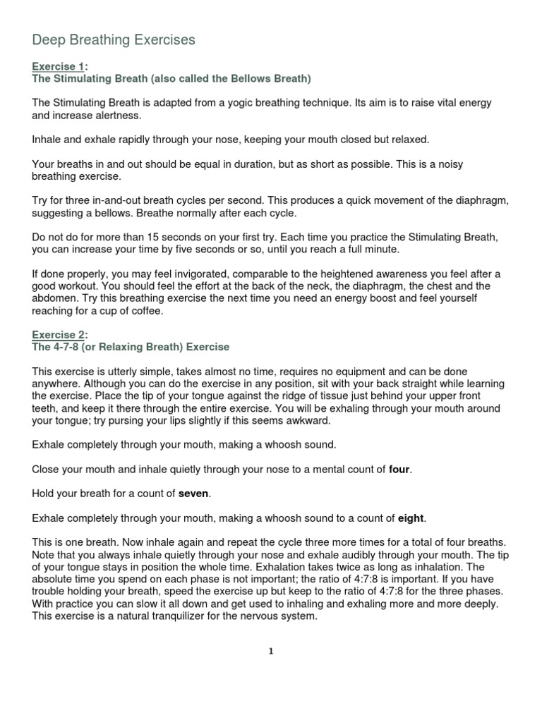 Deep Breathing Exercises | PDF | Breathing | Relaxation (Psychology)