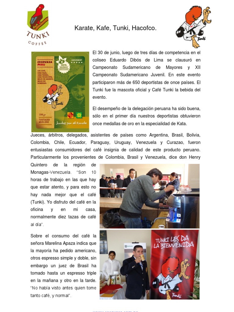 Karate Kafe Tunki | PDF | café | América del Sur
