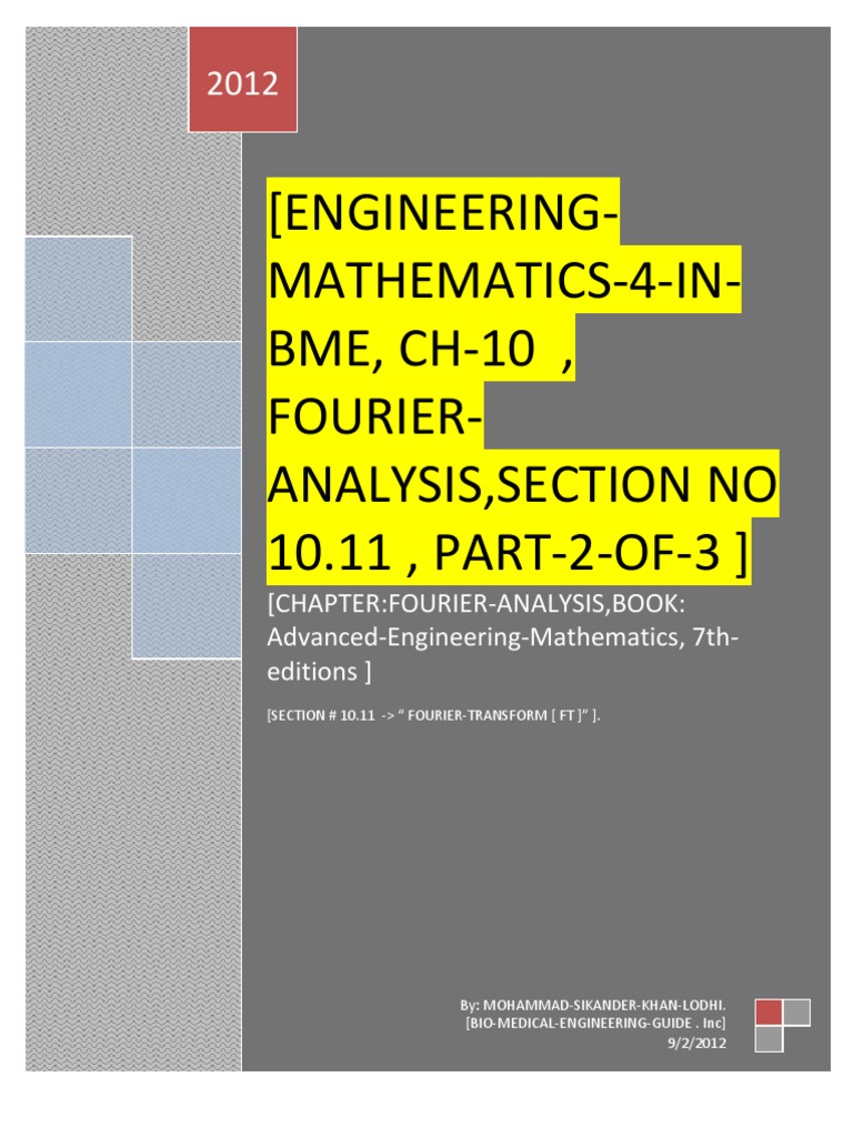 (Engineering Mathematics 4 in Bme, CH 10, Fourier Analysis, Section No 10.11, Part 2 of 3 | PDF