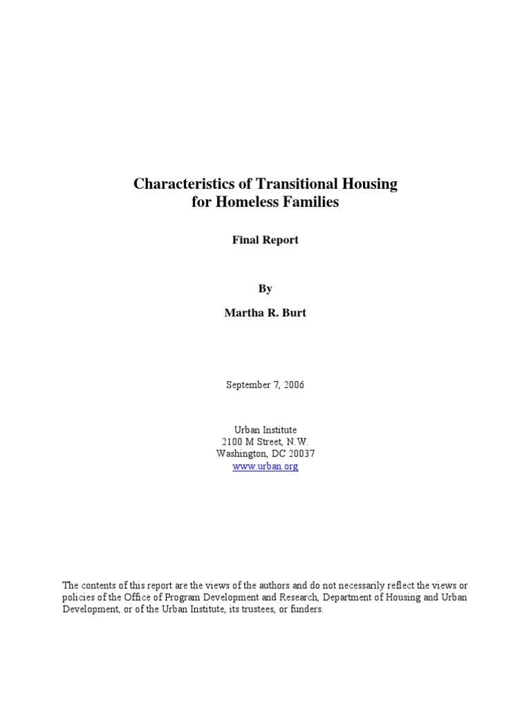 Transitional Housing for Homeless Families | PDF | Homelessness ...