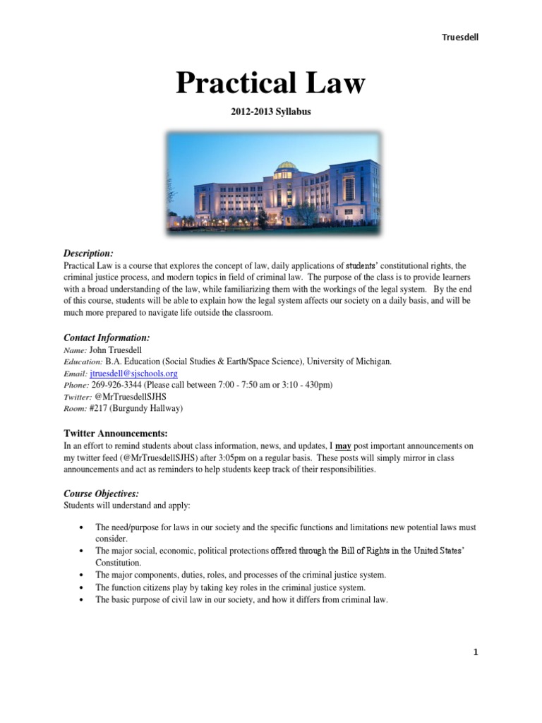 Practical Law Syllabus | PDF | Criminal Justice | Crime & Violence