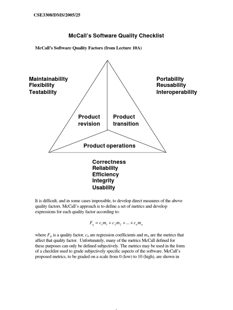 McCall Checklist | PDF | Software Quality | Component Based Software ...