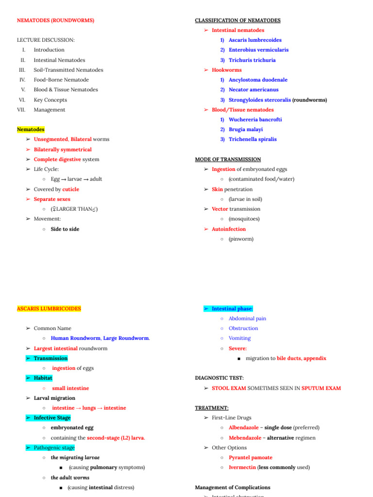 Nematodes | PDF | Clinical Medicine | Medical Specialties