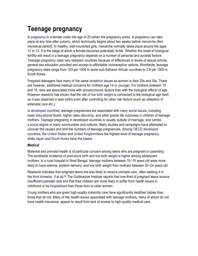 Teenage Pregnancy | PDF | Teenage Pregnancy | Pregnancy