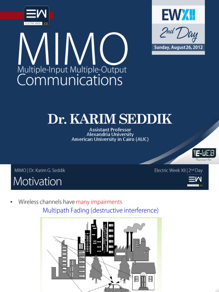 Electric Week XII Materials - MIMO - Dr. Karim G. Seddik | PDF | Mimo | Multiplexing