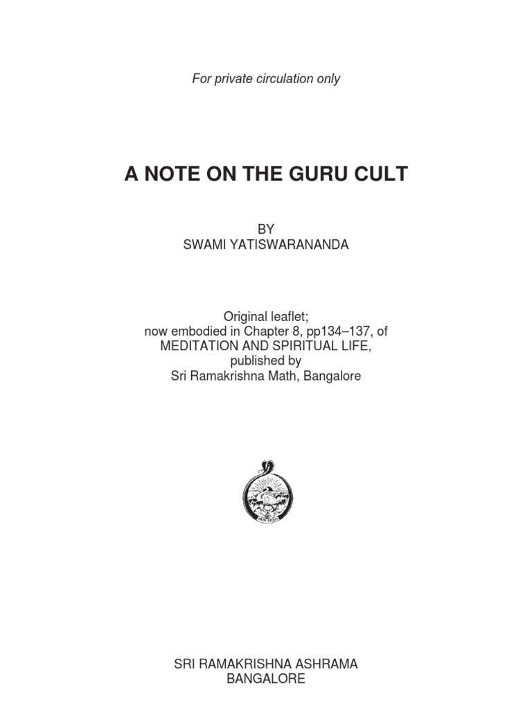 A Note On The Guru Cult | PDF | Guru | Meditation