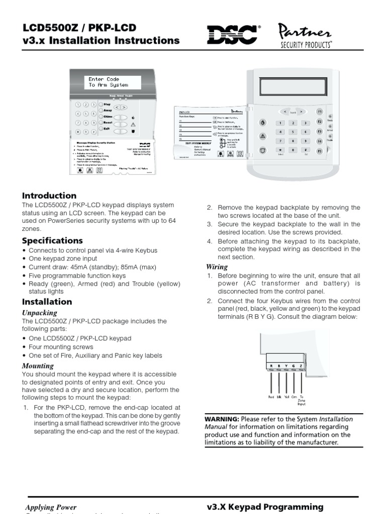 LCD5500Z / PKP-LCD v3.x Installation Instructions: Wiring | Download ...