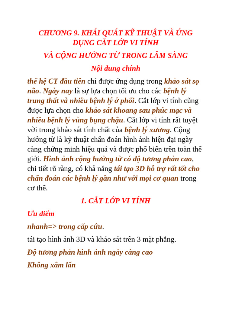 Khái Quát Kỹ Thuật Và Ứng Dụng Cắt Lớp Vi Tính | PDF