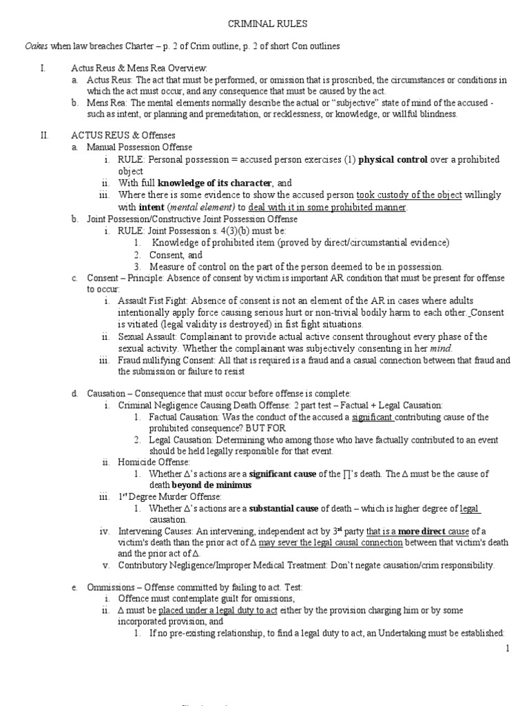 NCA Criminal Law Rules Only August 2012 | PDF | Intention (Criminal Law ...